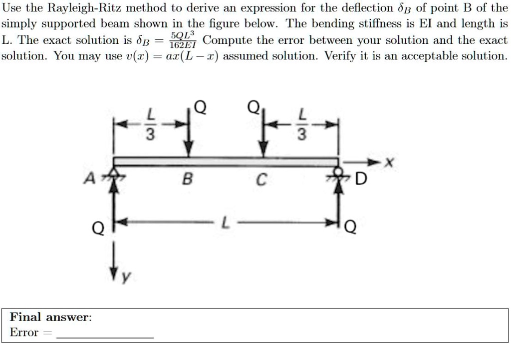 SOLVED: Use the Rayleigh-Ritz method to derive an expression for the deflection 01 of point B of ...
