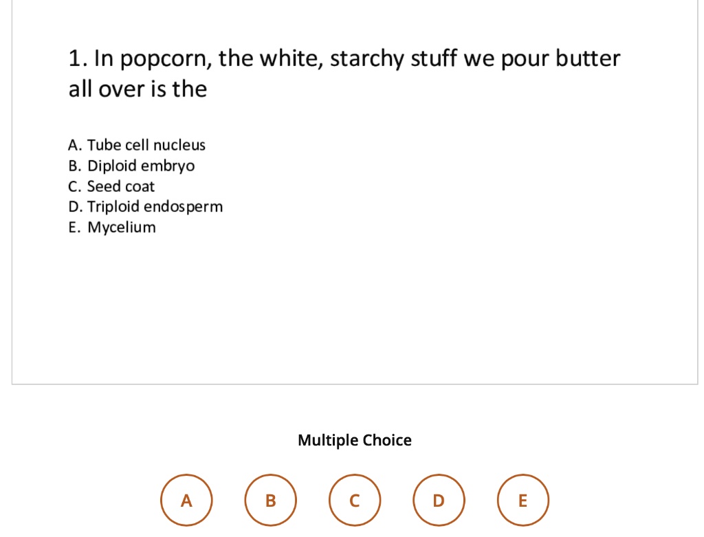 SOLVED: 1. In popcorn, the white, starchy stuff we pour butter all over ...