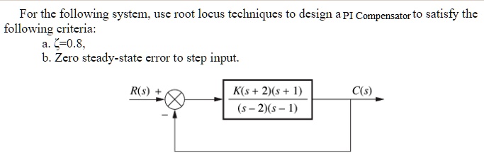 For The Following System Use Root Locus Techniques To Design A Pi