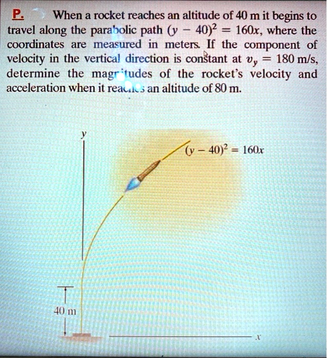p when a rocket reaches an altitude of 40 m it begins to travel along ...