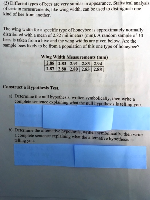 (2) Different types of bees are very similar in appearance. Statistical ...