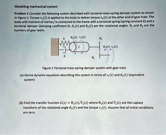 SOLVED: Texts: Modeling mechanical system Problem 1: Consider the ...