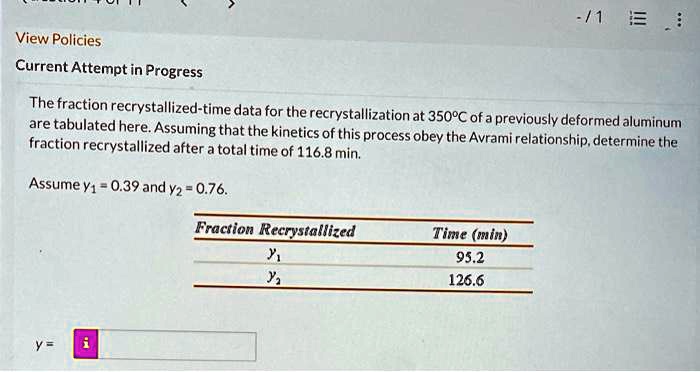 The fraction recrystallized-time data for the recrystallization at 350 ...