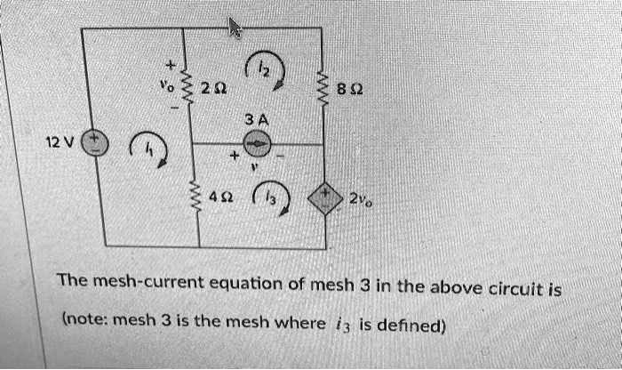 SOLVED: Uz 75 8 12 V 4 9 34l mesh-current equation of mesh 3 in the ...
