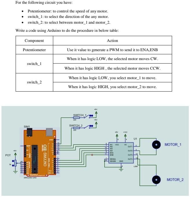 For the following circuit you have: • Potentiometer: to control the ...