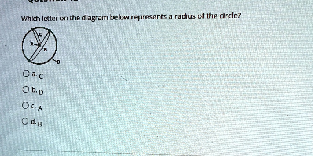 Which letter on the diagram below represents a radius of the circle? Oa ...