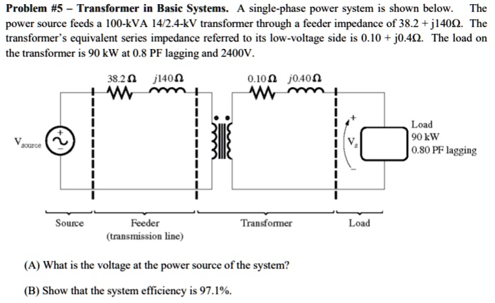 SOLVED: Problem #5 - Transformer in Basic Systems. A single-phase power system is shown below ...