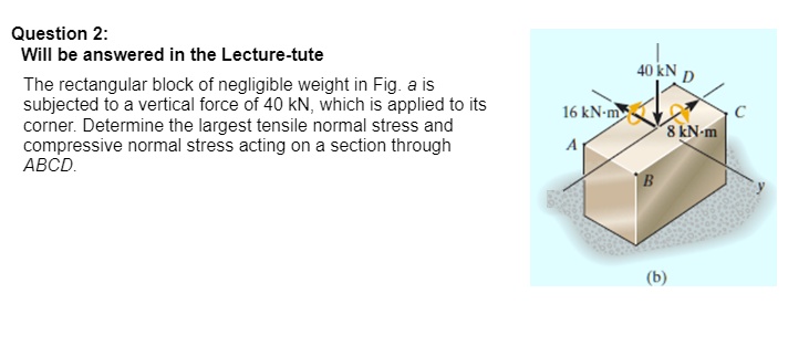 Question 2: Will be answered in the Lecture-tute The rectangular block of negligible weight in ...