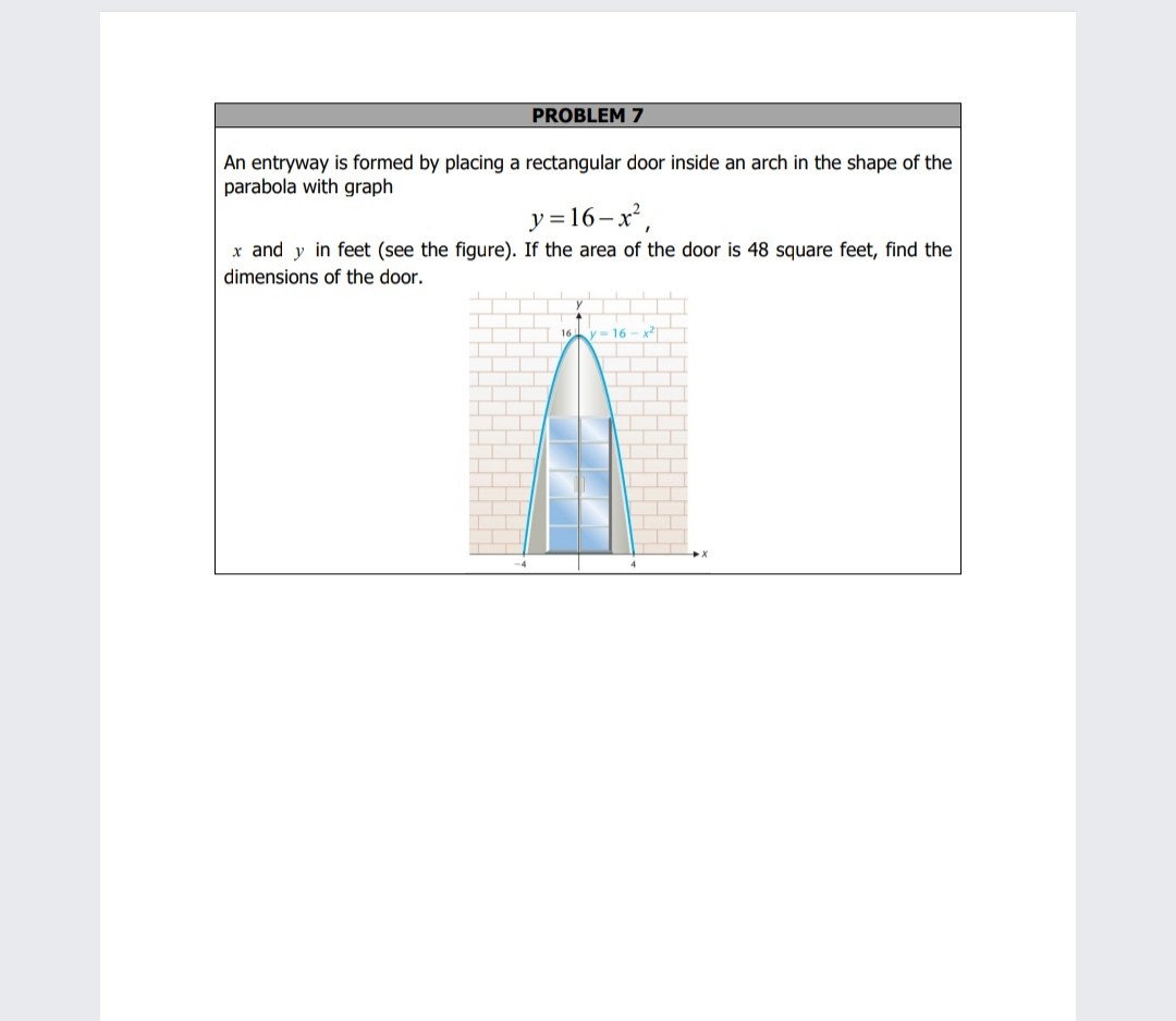 SOLVED: PROBLEM 7 An entryway is formed by placing a rectangular door ...