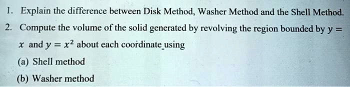 SOLVED: Explain the difference between Disk Method, Washer Method and ...