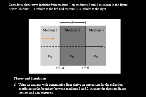 SOLVED: Consider a plane wave incident from medium 1 on mediums 2 and 3 ...