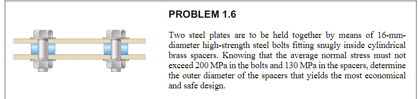 SOLVED: Need a full explanation for this: PROBLEM1.6 Two steel plates ...