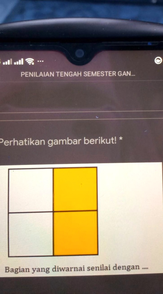 SOLVED: Perhatikan gambar berikut! *Bagian yang diwarnai senilai dengan ... SOLVED: Perhatikan gambar berikut! *Bagian yang diwarnai senilai dengan ...
