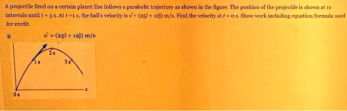 SOLVED: A projectile fired on a certain planet Zoe follows a parabolic trajectory as shown in ...