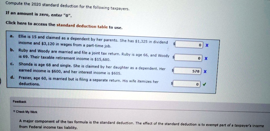 VIDEO solution: Compute the 2020 standard deduction for the following ...