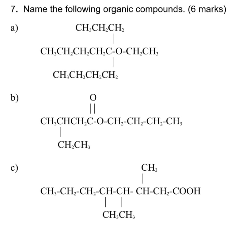 SOLVED: a) CH3-CH2-CH3 CH3-CH2-O-CH2-CH3 CH3-CH2-CH2-CH3 b) HO-CH2-CH2-CH2-CH2-O-OH CH3-CH2-CH2 ...