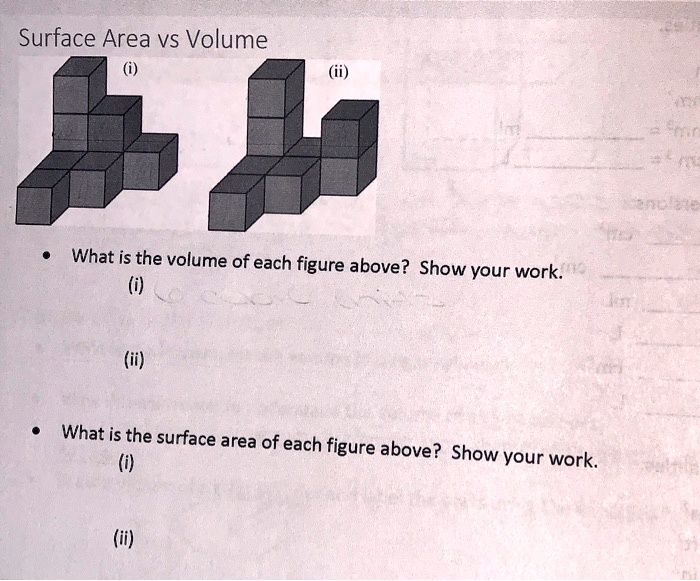 SOLVED: Surface Area vs Volume What is the volume of each figure above ...