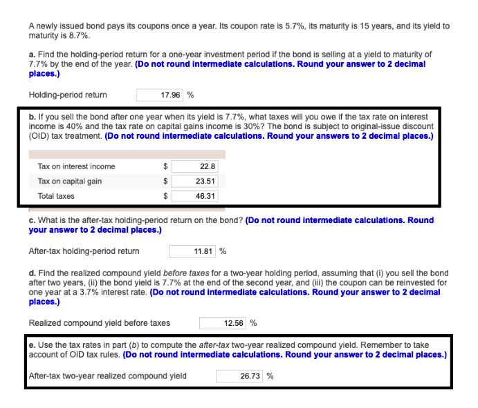 SOLVED: Please help me with questions B and E. A newly issued bond pays ...