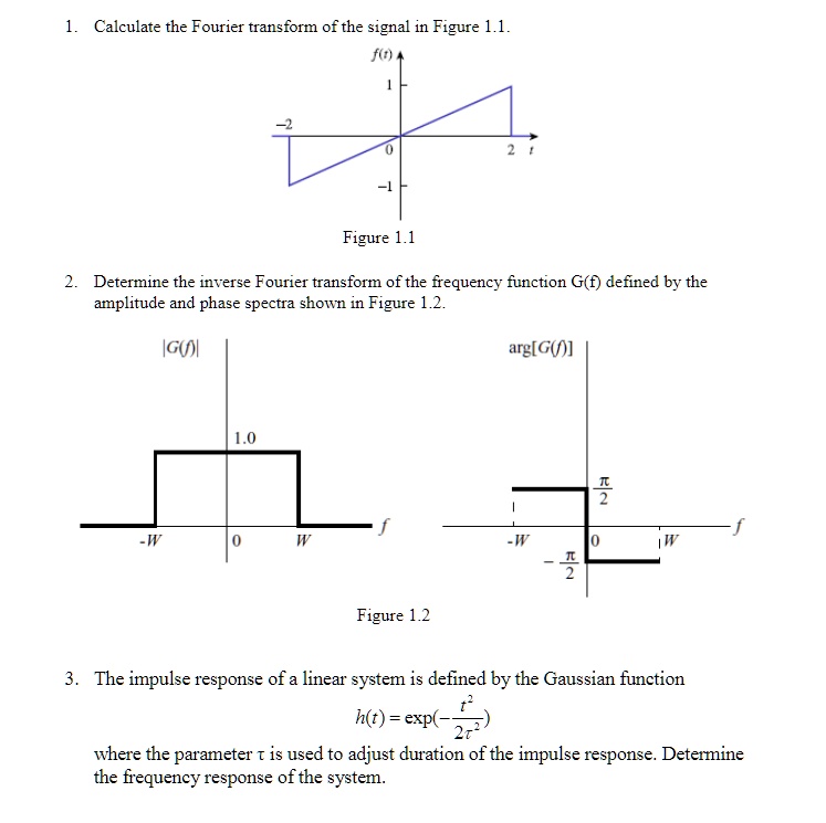 SOLVED: Calculate the Fourier transform of the signal in Figure 1.1 f(t ...
