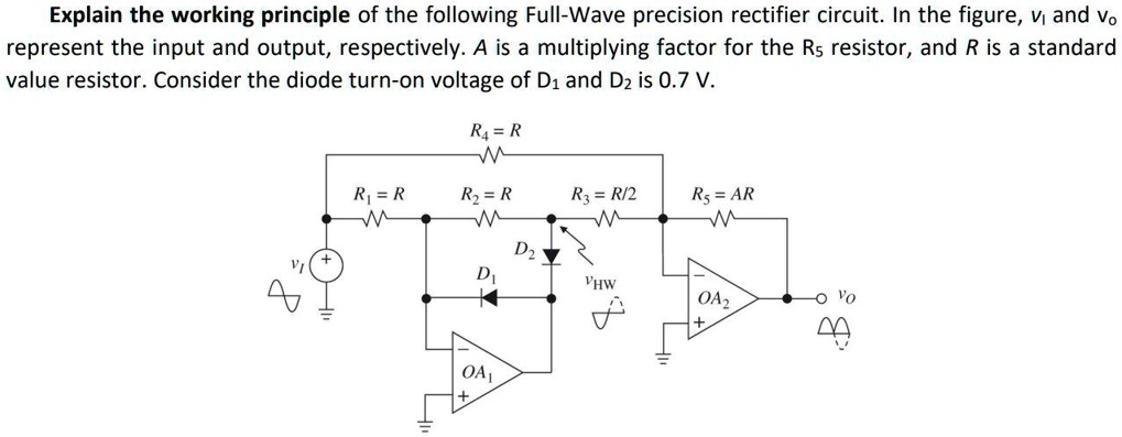 SOLVED: Explain the working principle of the following Full-Wave precision rectifier circuit. In ...