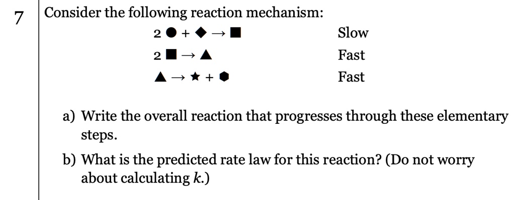 SOLVED:7 Consider the following reaction mechanism: Slow 2 Fast Fast a ...