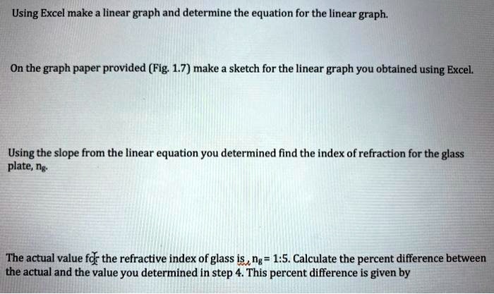 SOLVED: Using Excel make linear graph and determine the equation for ...