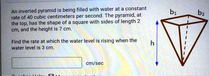 SOLVED: An inverted pyramid is being filled with water at a constant ...