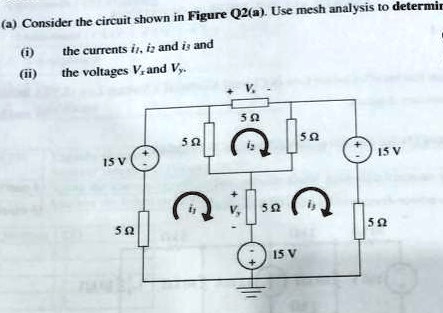 SOLVED: Consider the circuit shown in Figure Q2a. Use mesh analysis to find (i) the currents i2 ...