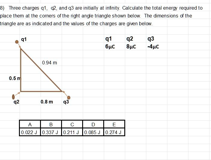 SOLVED: Three charges q1 and q3 are initially at infinity. Calculate ...