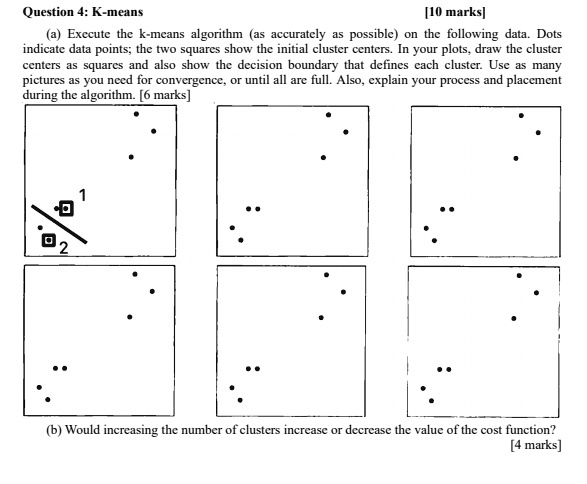 SOLVED: (a) Execute the k-means algorithm (as accurately as possible ...