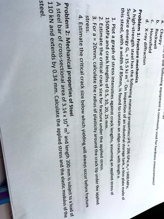 SOLVED: #1? steel. stress. X-ray diffraction P Problem 2:Mechanical properties of Steel Problem ...