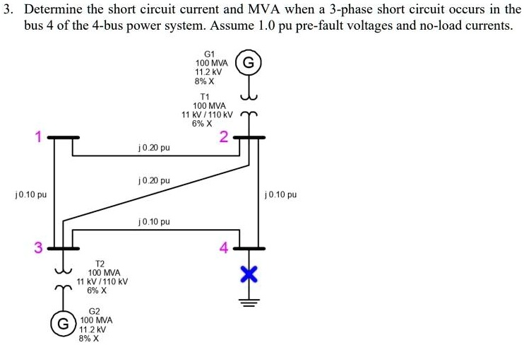 SOLVED: Determine the short circuit current and MVA when a 3-phase short circuit occurs in the ...