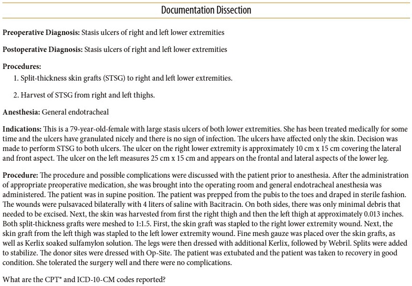 documentation dissection preoperative diagnosis stasis ulcers of right and left lower ...
