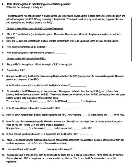 SOLVED: Texts: A. Role of hemoglobin in maintaining concentration ...