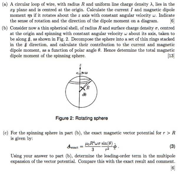 SOLVED: Text: a) A circular loop of wire, with radius R and uniform line charge density, lies in ...