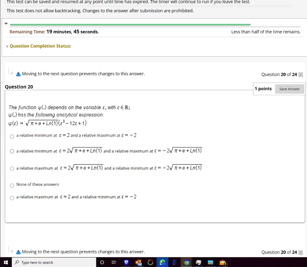 this test can be saved and resumed al any point until time has expired ...