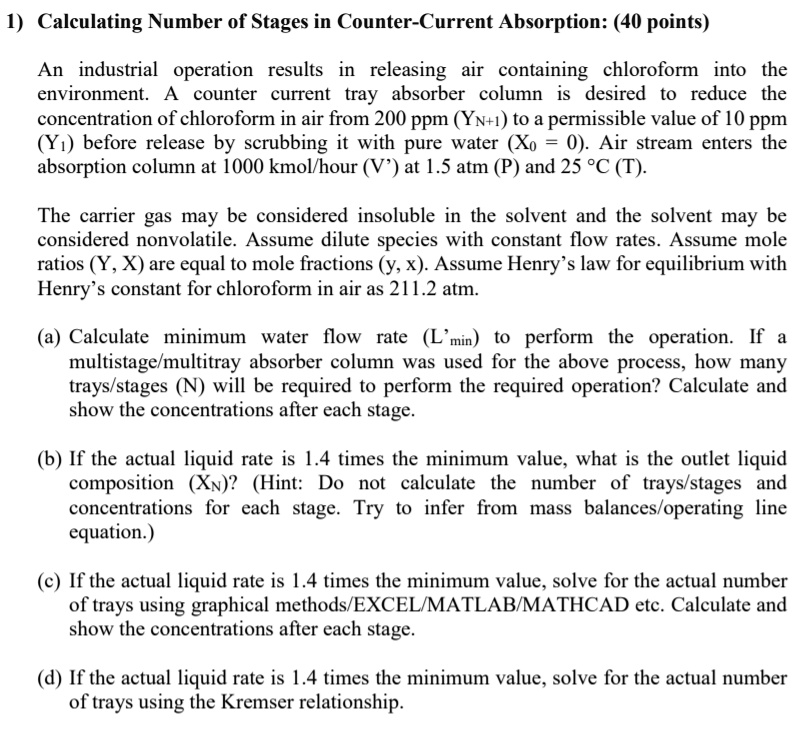 SOLVED: Title: Calculation of Number of Stages in Counter-Current ...