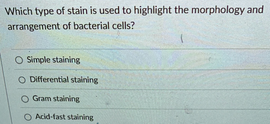 Which type of stain is used to highlight the morphology and arrangement ...