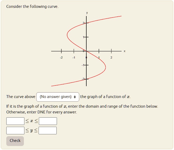 Consider the following curve. The curve above (No answer given) the ...