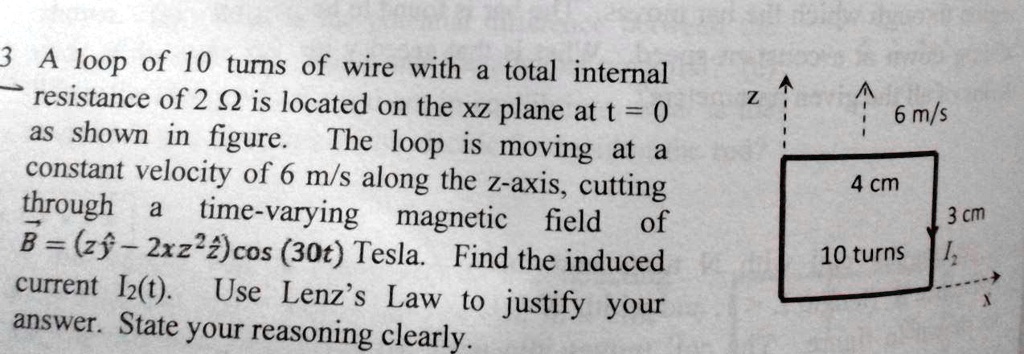 SOLVED: A loop of 10 turns of wire with a total internal resistance of ...