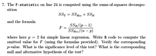 SOLVED: The statistic on line 2 is computed using the sums-of-squares ...