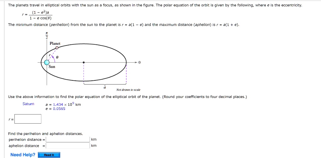 SOLVED: The planets travel elliptical orbits with the sun as the focus ...
