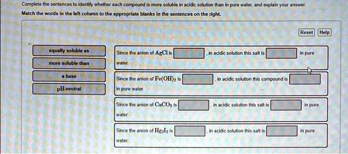 Complete the sentences to identify whether each compound is more ...