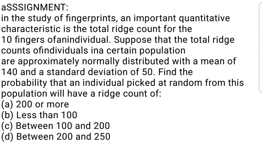 asssignment in the study of fingerprints an important quantitative ...