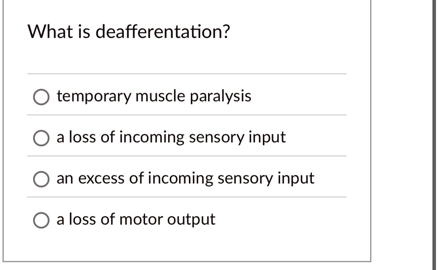 what is deafferentation temporary muscle paralysis a loss of incoming ...