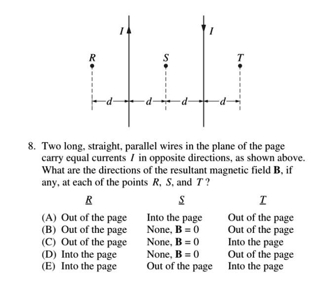 SOLVED: Two long; straight; parallel wires in the plane of the page ...