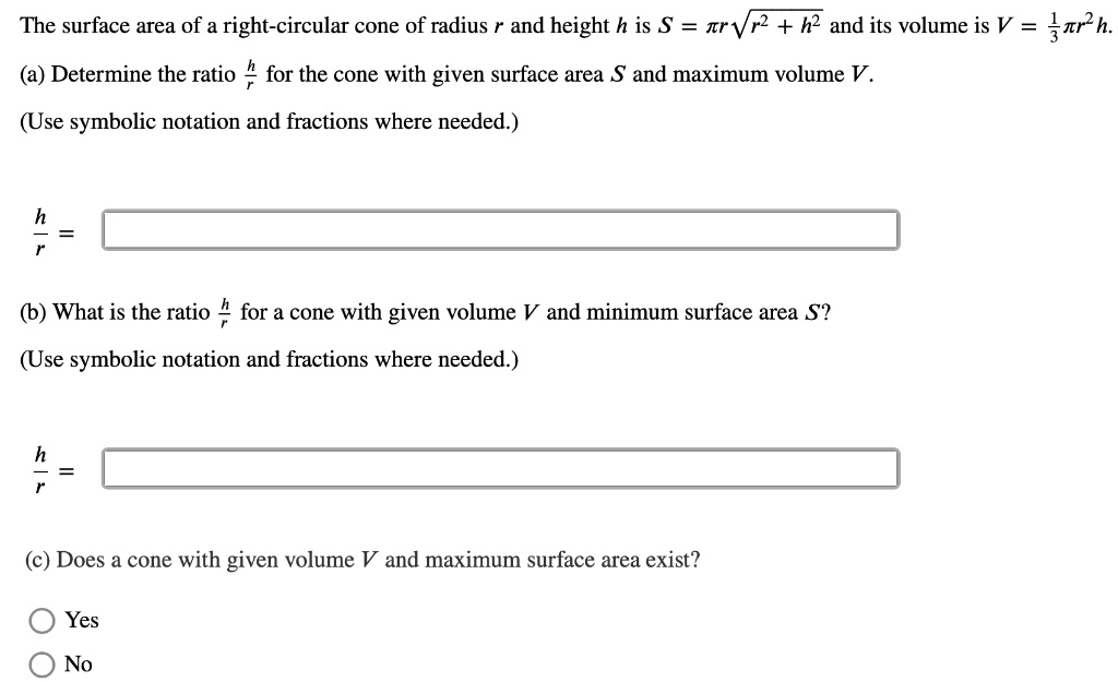 The surface area of a right-circular cone of radius a… - SolvedLib