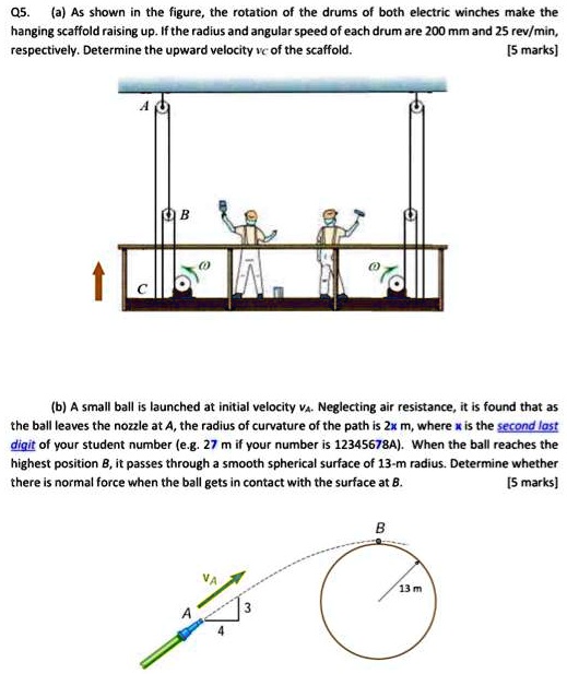 Q5. (a) As shown in the figure, the rotation of the drums of both ...