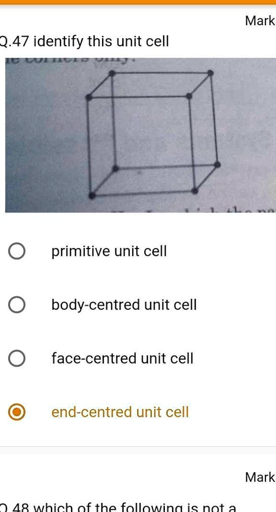 say the answer please leave a messag mark 247 identify this unit cell ...