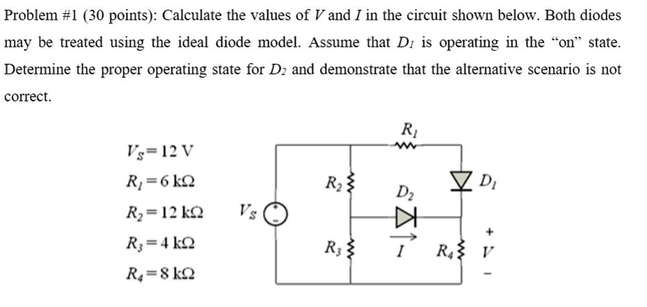 SOLVED: Problem #1 (30 points): Calculate the values of V and I in the circuit shown below. Both ...